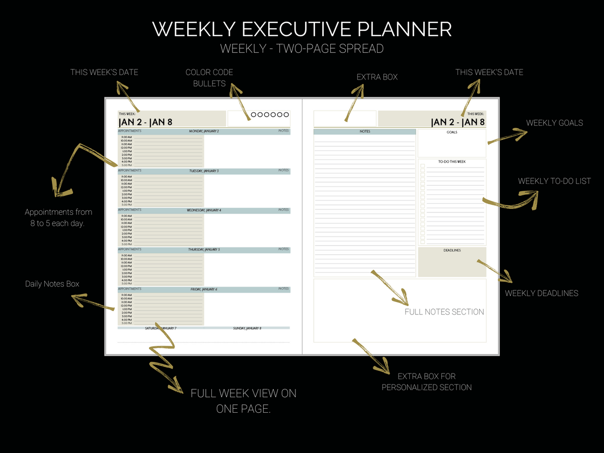 Weekly Executive Planner – Timewise Planner Co