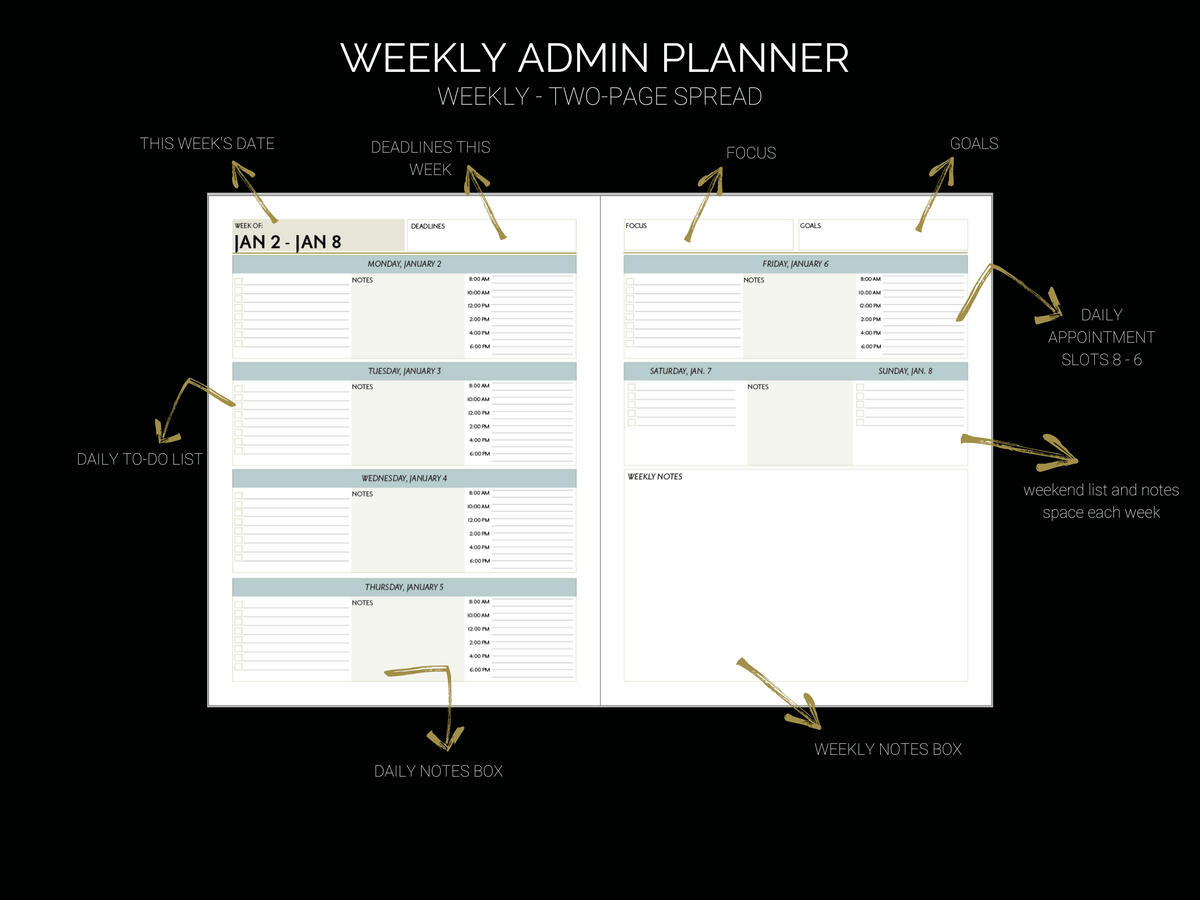 Weekly Admin Planner – Timewise Planner Co